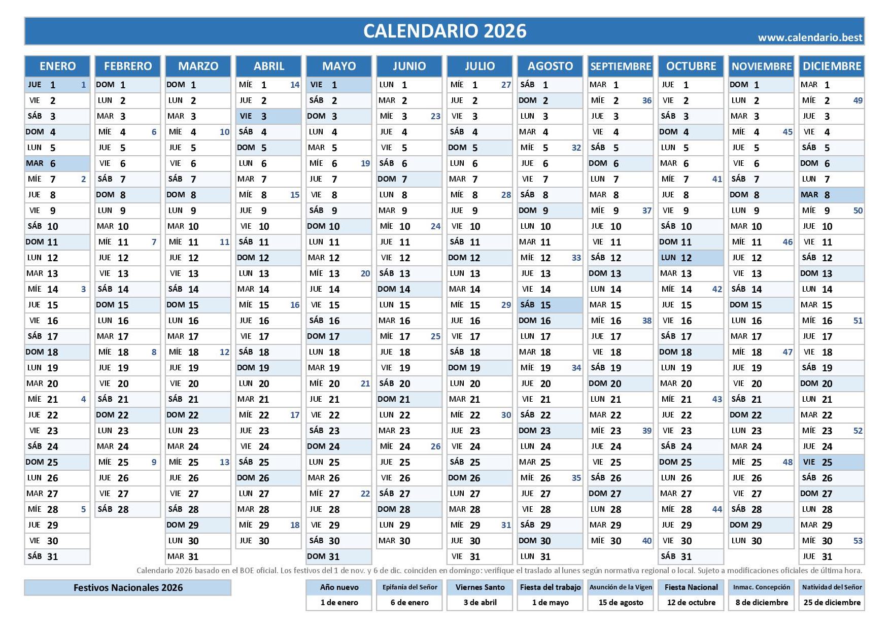 Calendario Anual 2026 Para Imprimir 12 Meses En 1 Hoja PDF JPG Calendario Anual 2026 Para Imprimir 12 Meses En 1 Hoja PDF JPG